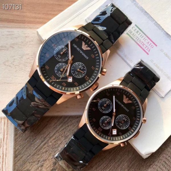 Emporio Armani情侶計時手錶 AR5905+AR5906 - Watchviva 網上手錶專門店